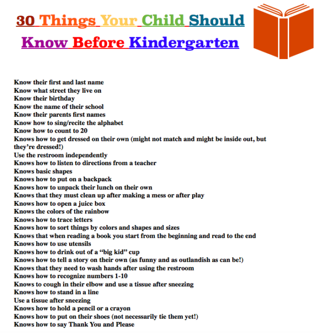 Things To Know Before Kindergarten