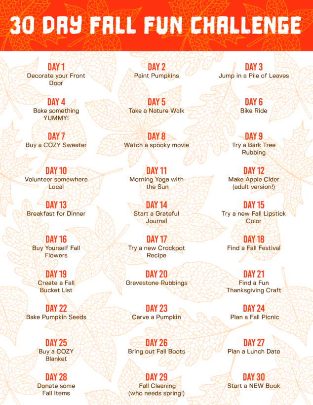 30 Day Challenge: 30 Day Fall Activity Challenge - Mom Generations ...