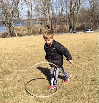 Hoop Rolling with my grandson at Coggeshall Farm - Stylish Life for Moms