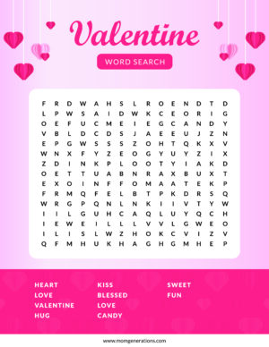 Valentine Word Search - Mom Generations | Stylish Life for Moms