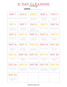 30 Day Cleaning Challenge - Mom Generations | Stylish Life for Moms